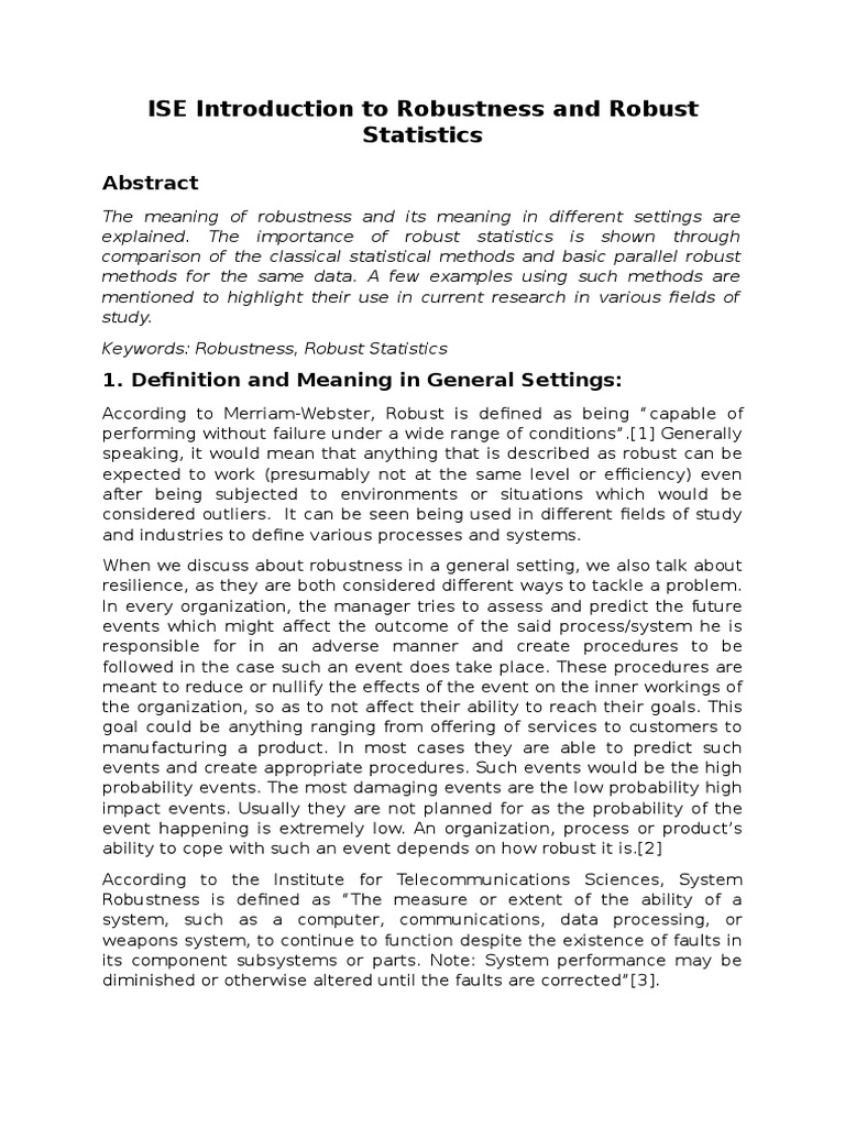 Understanding Robustness in Statistics | PDF | Robust Statistics | Median