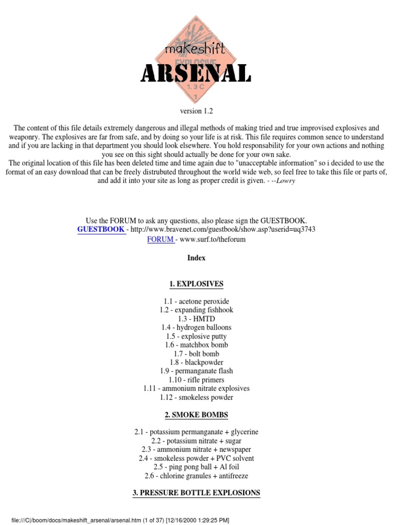 Makeshift Arsenal by Lowery | PDF | Explosive Material | Gunpowder