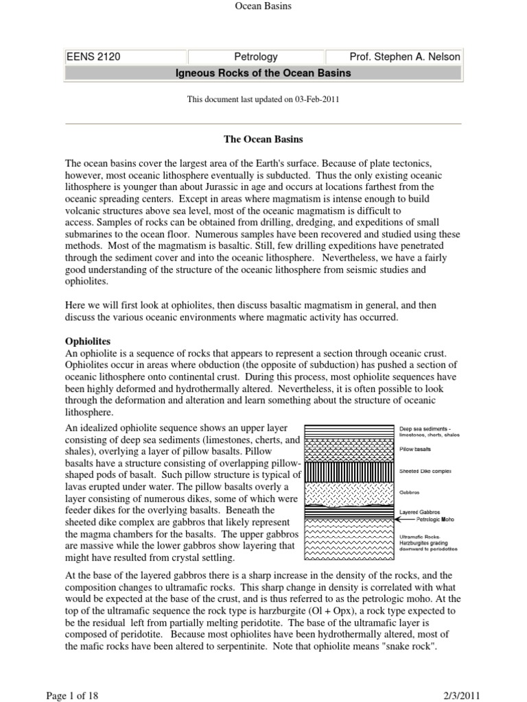 Ocean Basins | PDF | Magma | Igneous Rock
