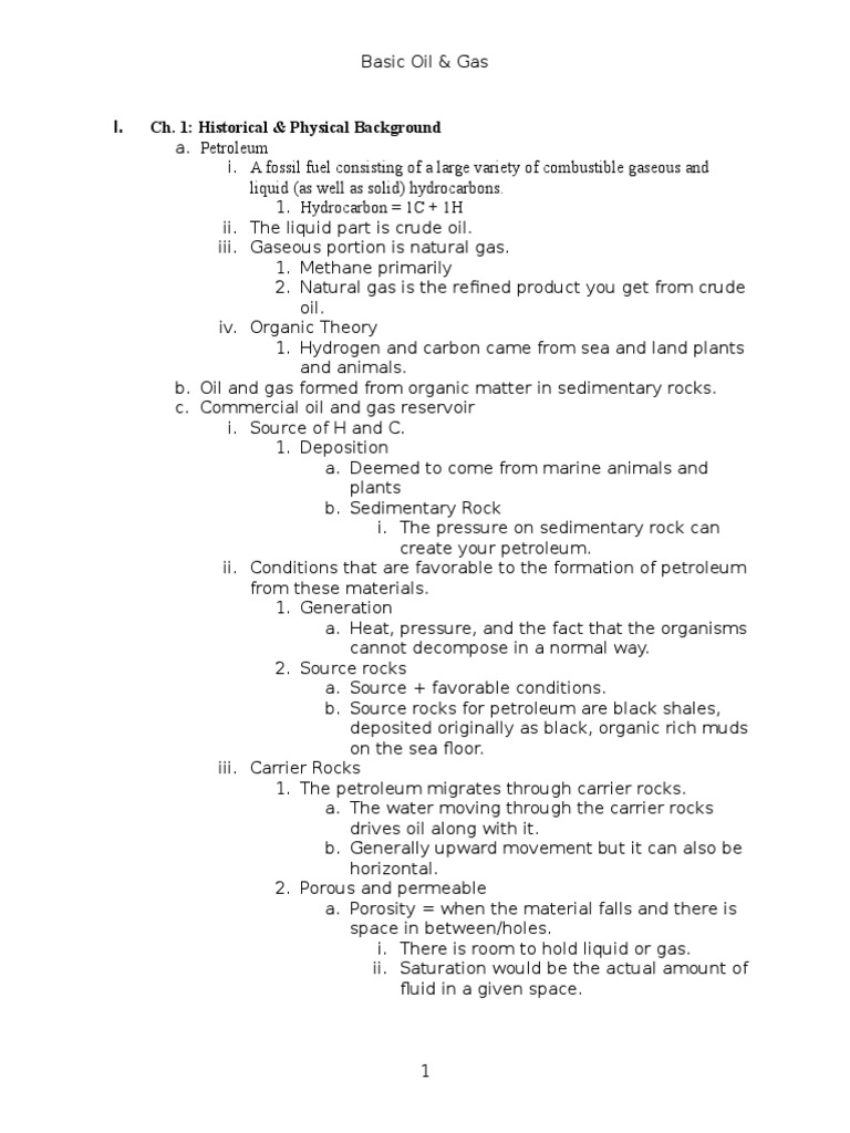 Basic Oil and Gas Ouline - Mansfield Fall 2014 | PDF | Petroleum Reservoir | Petroleum