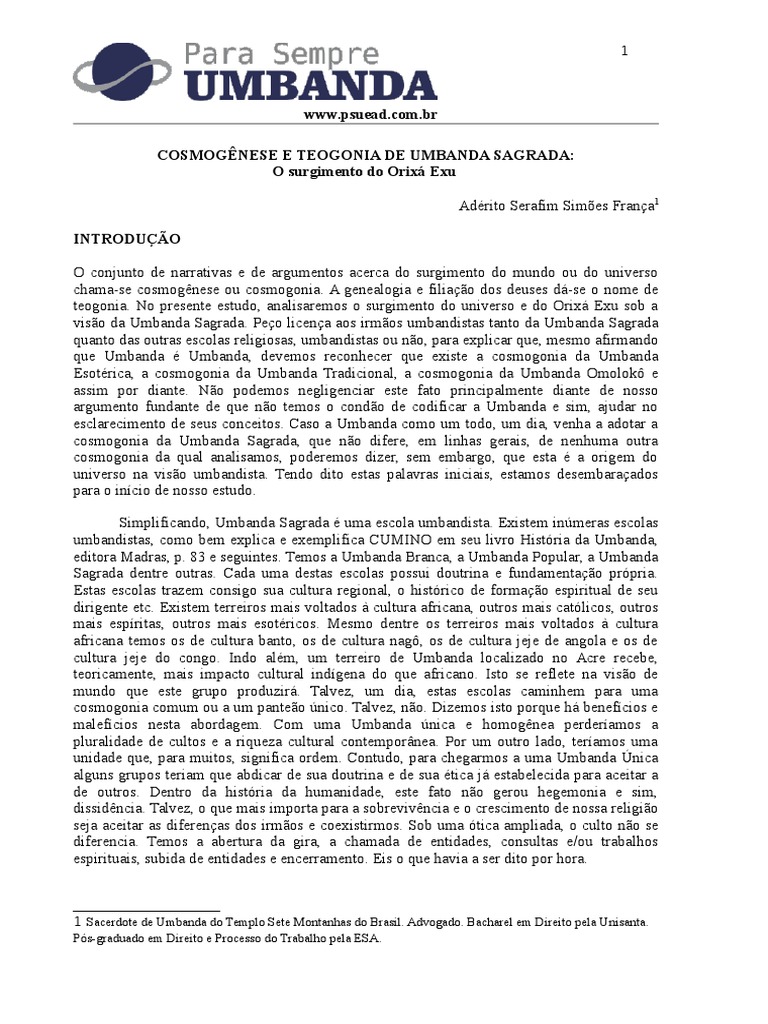Cosmogênese de Umbanda Sagrada | PDF | Nada | Estado
