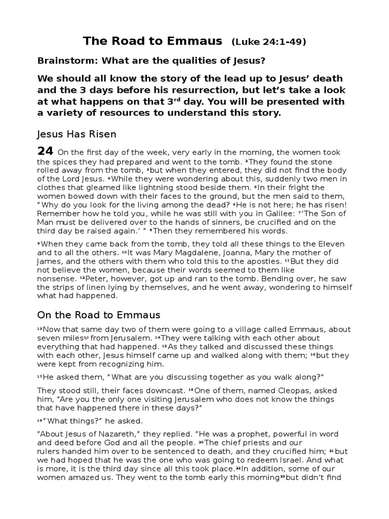 The Road To Emmaus: Jesus Has Risen | PDF | Resurrection Of Jesus | Jesus