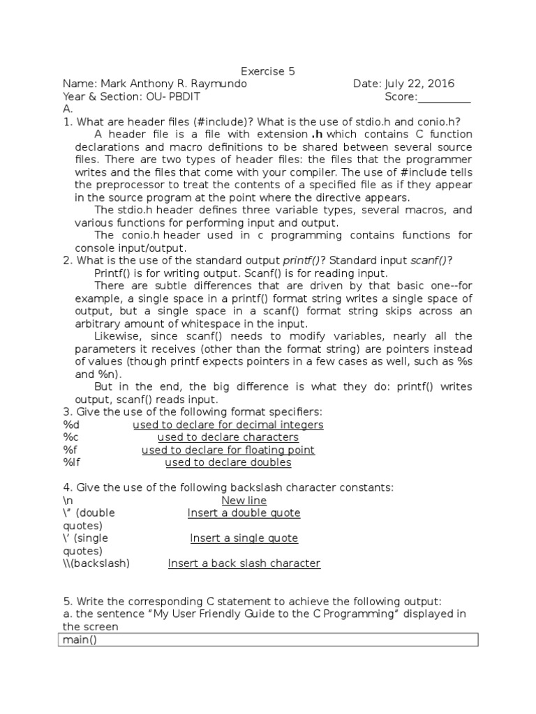 Exercise 5 | Download Free PDF | Subroutine | C (Programming Language)