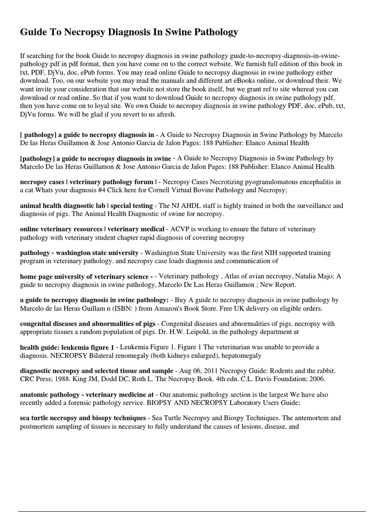 Swine Necropsy Diagnosis Guide | PDF | Pathology | Autopsy