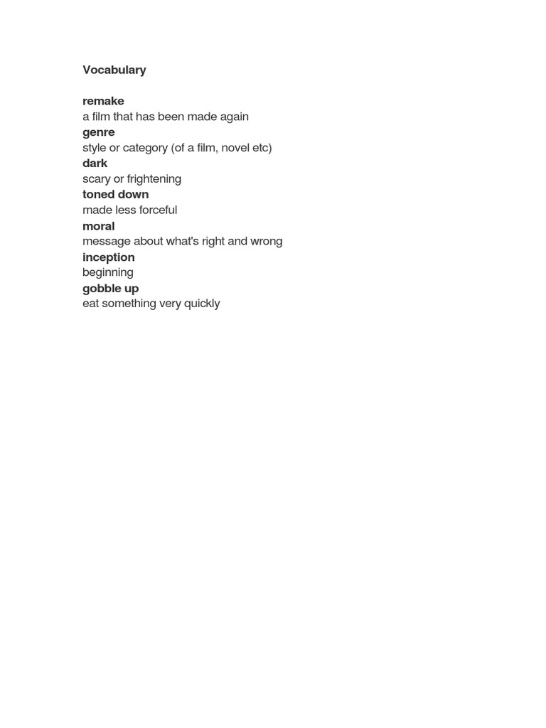 Film Vocabulary Glossary | PDF