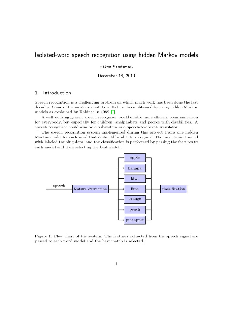 Hidden Markov Model Speech Recognition Tutorial - Seputar Model