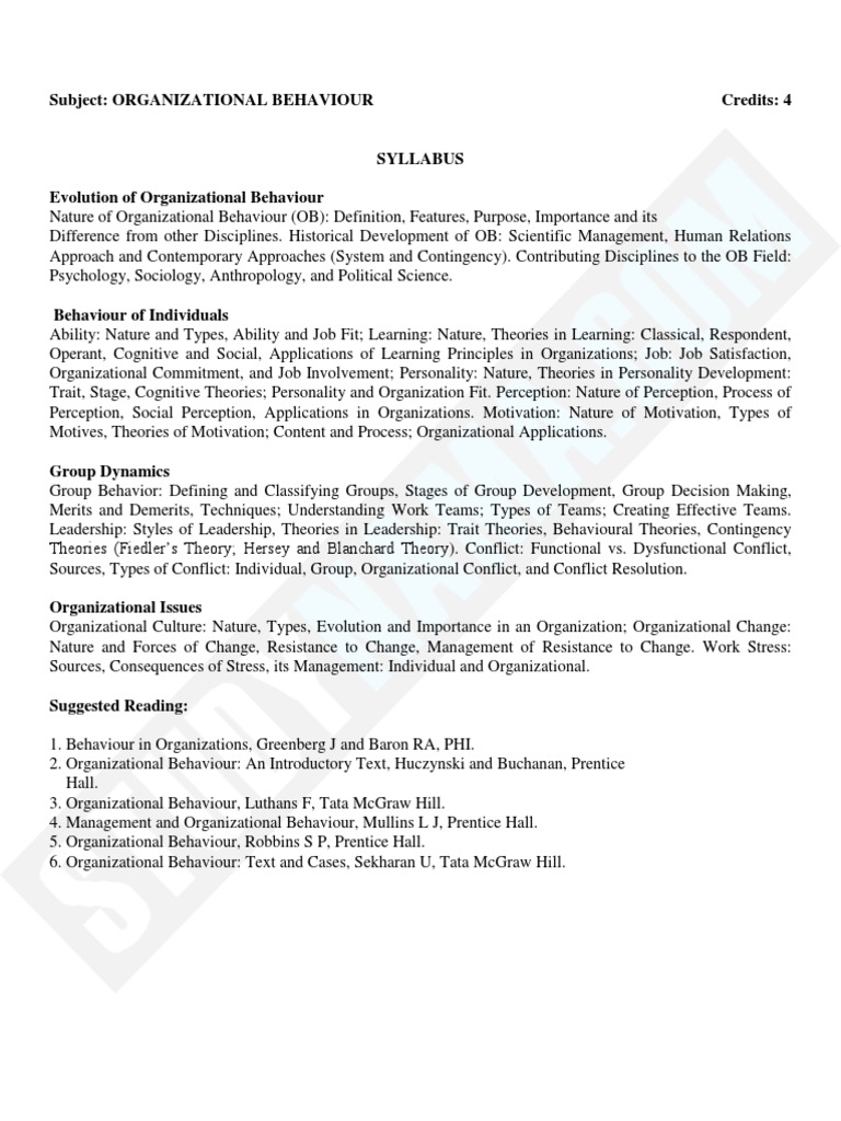 Organisational Behaviour | PDF | Organizational Behavior | Classical Conditioning