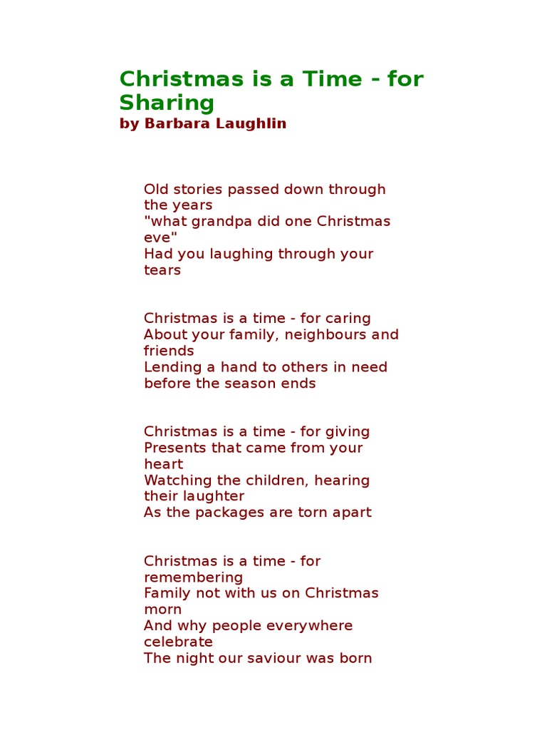 Christmas Is A Time - For Sharing: by Barbara Laughlin | PDF