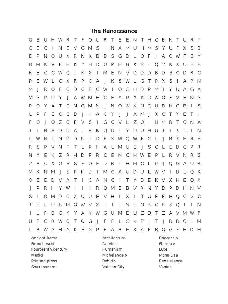 Renaissance Word Search | PDF