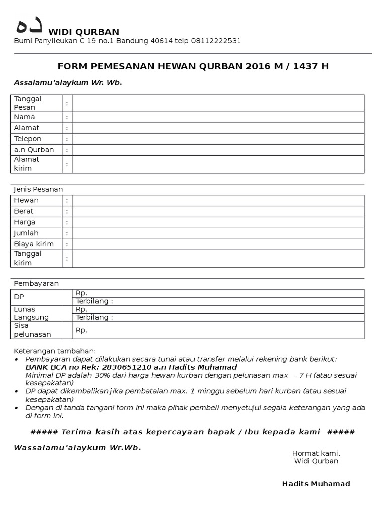 Form Pemesanan | PDF