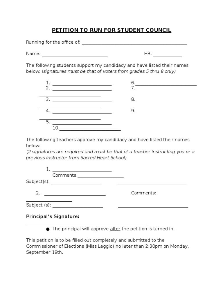 Student Council Candidacy Petition Form | PDF | Career & Growth