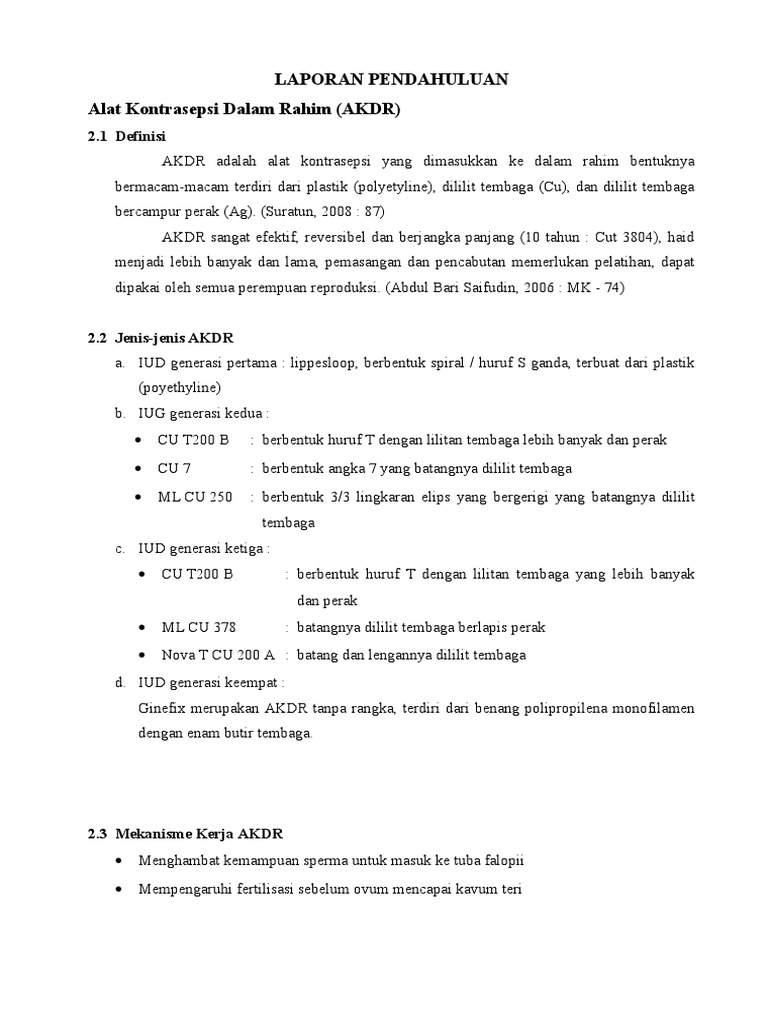 Panduan Lengkap AKDR: Jenis, Mekanisme, dan Keuntungan | PDF