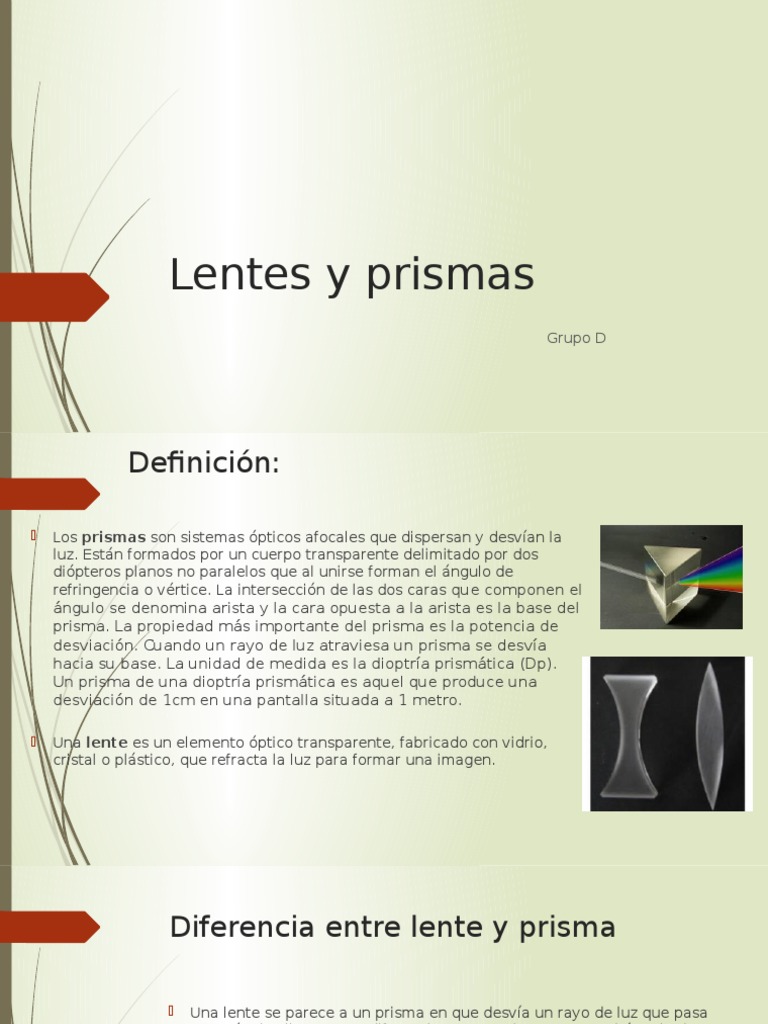 Uso de Prismas en Lentes Ópticas | PDF | Lente (óptica) | Refracción