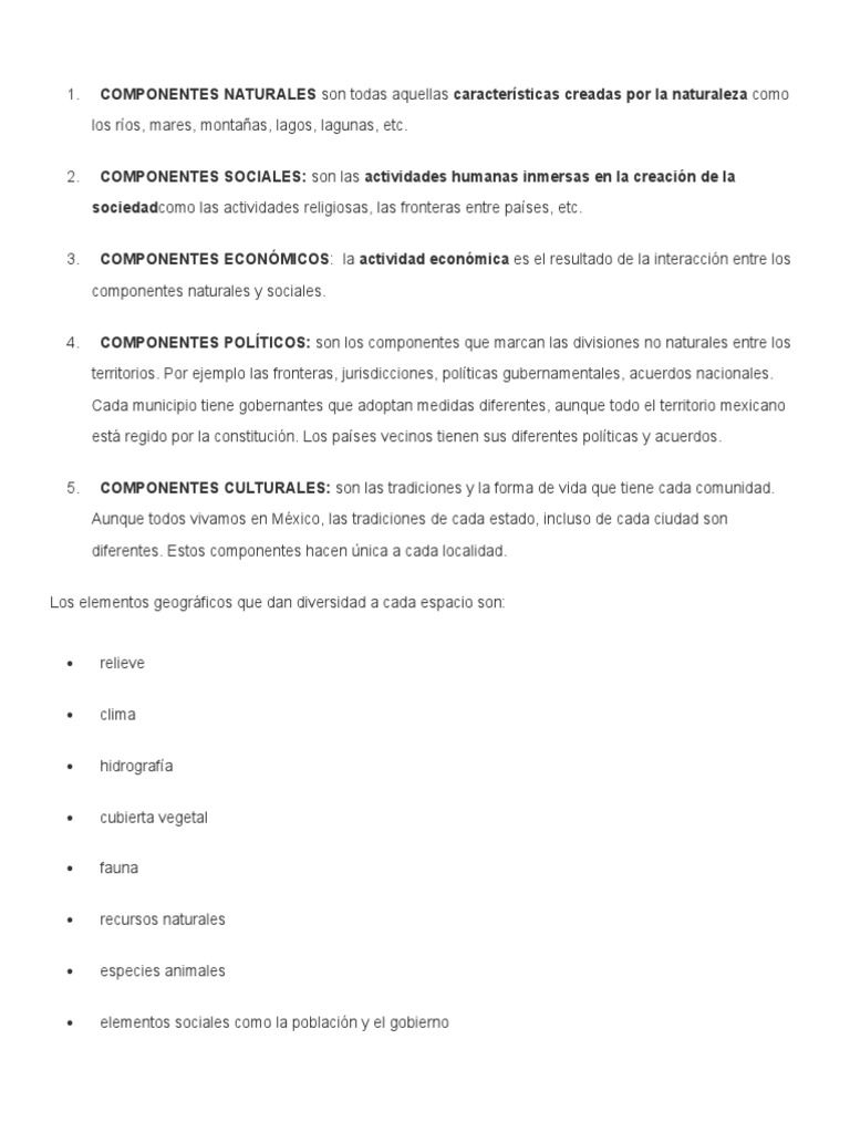 Componentes Naturales | PDF | Geografía | Naturaleza