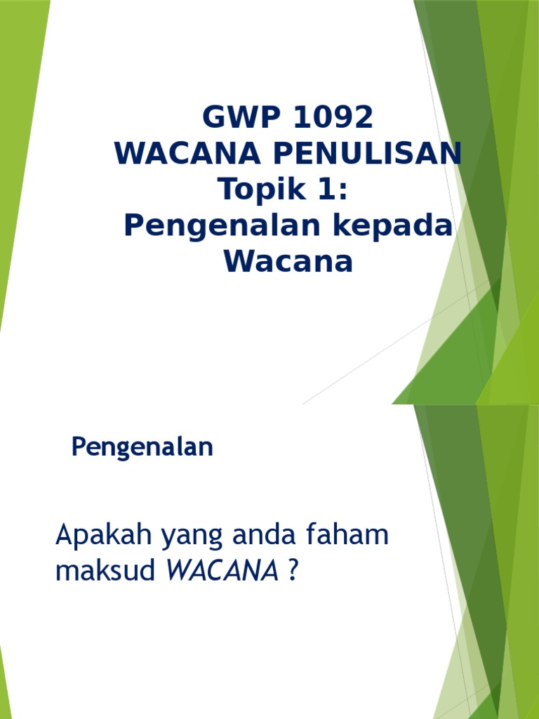 Topik 1 Pengenalan Kepada Wacana | PDF