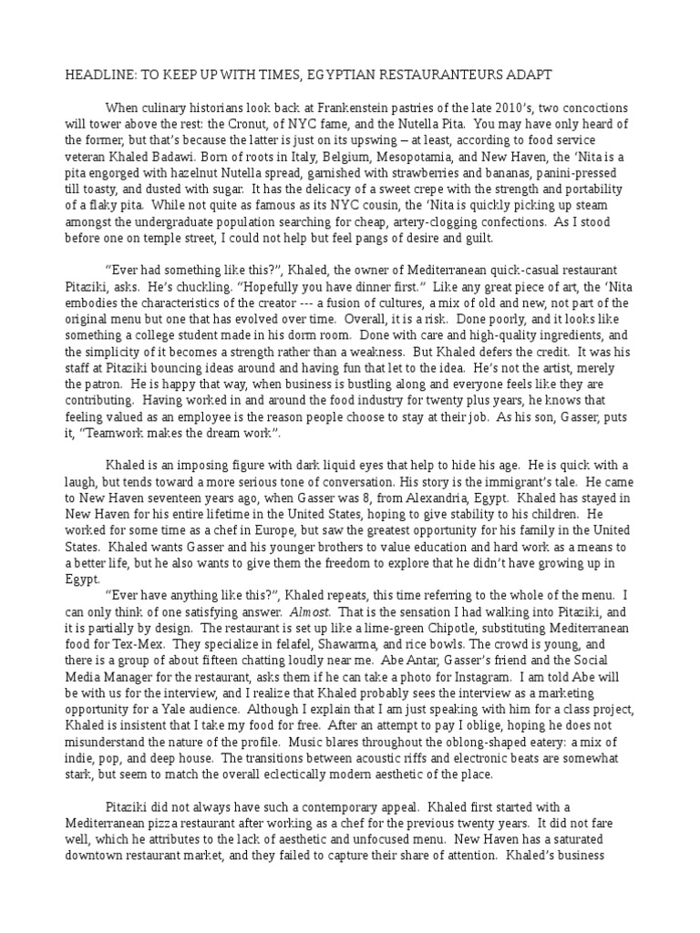 Local Restaurant Profile | PDF | Food And Drink | Restaurant And Catering