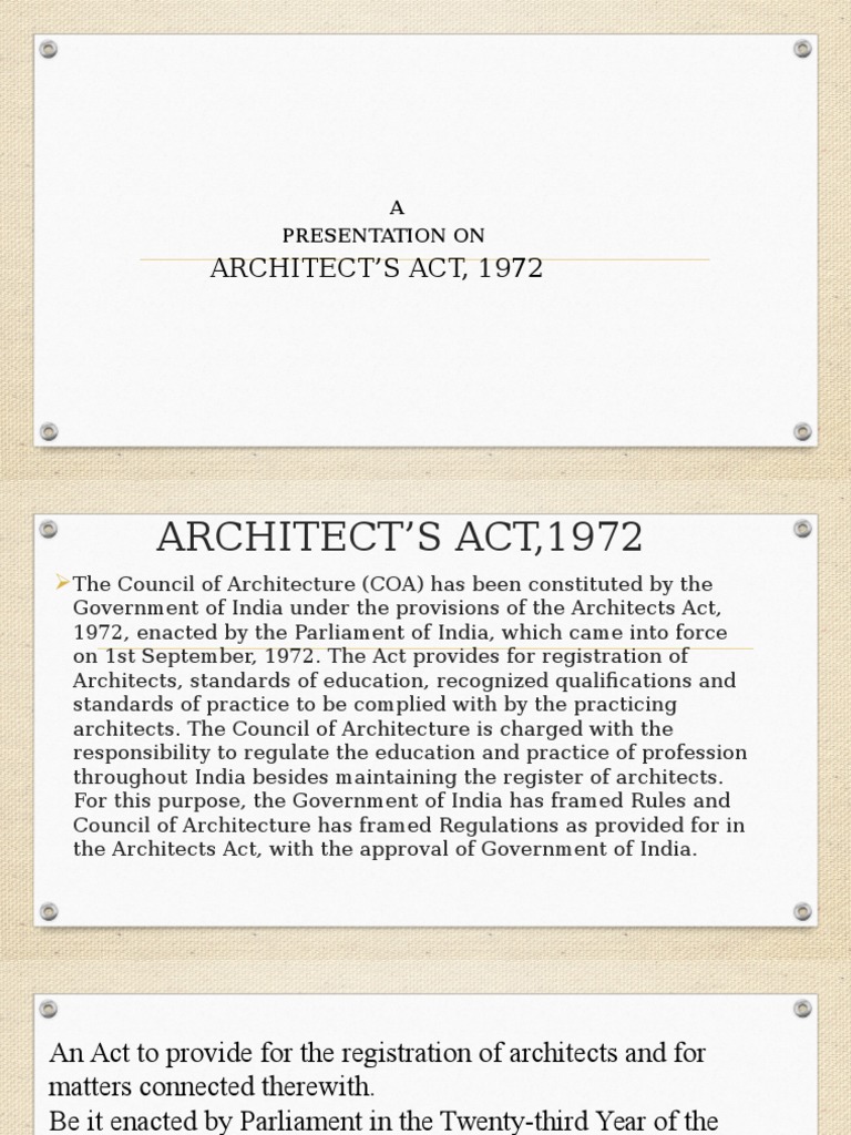 Architects Act 1972 | Architect | Government Information