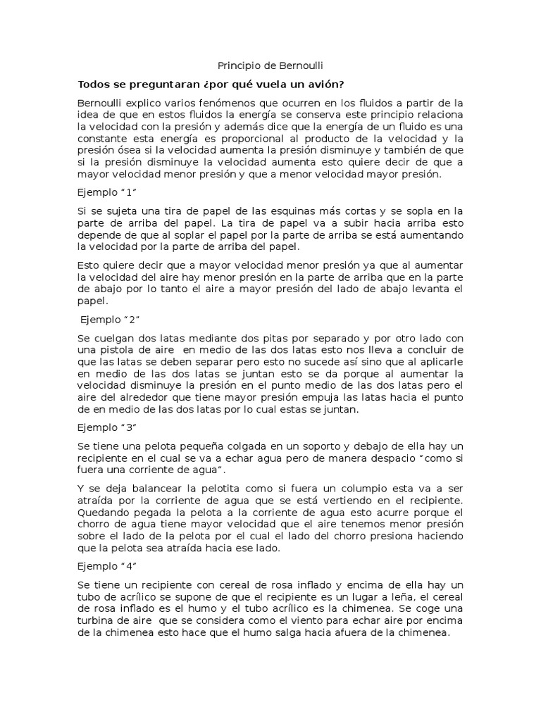 Principio de Bernoulli y vuelo de aviones | PDF | Avión | Ala