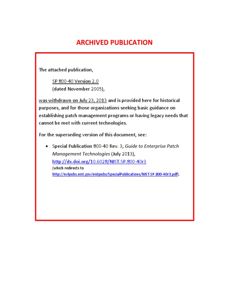 Patch Management Nist | Download Free PDF | Vulnerability (Computing) | System Administrator