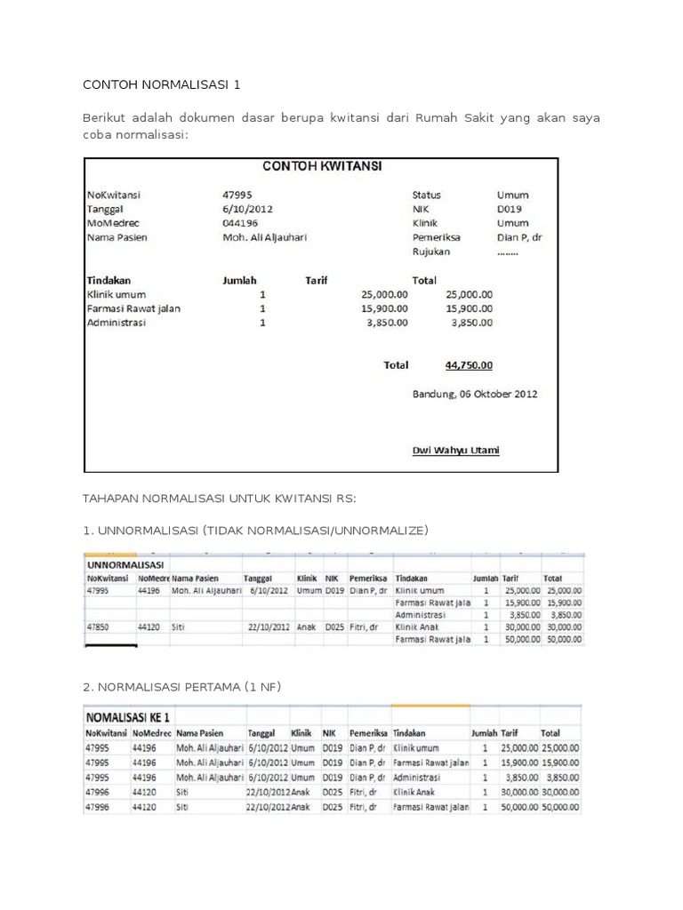 Contoh Normalisasi Basis Data | PDF