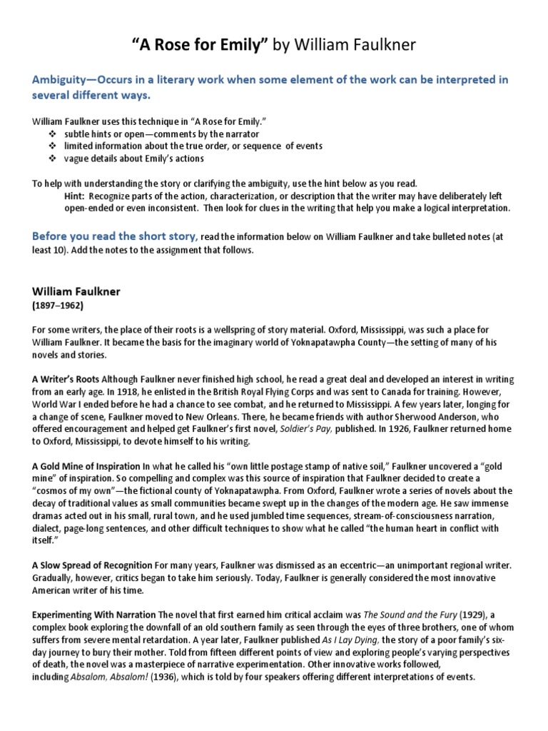 Faulkner's Ambiguity Guide | PDF | William Faulkner | Narration