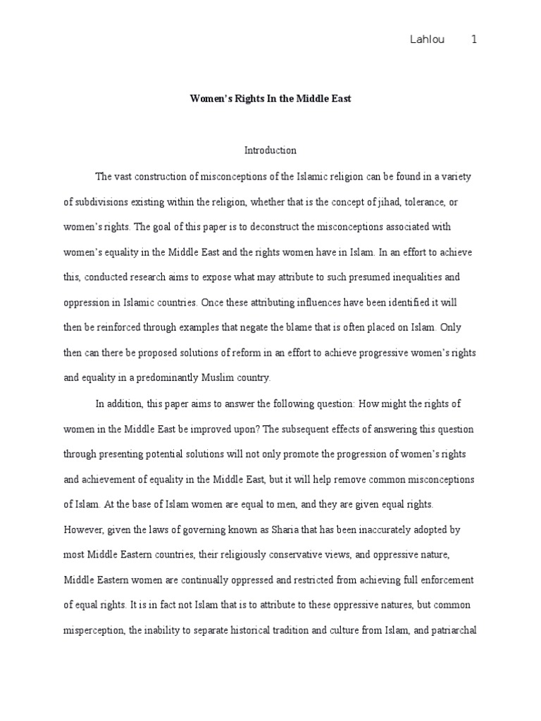 Women's Rights in The Middle East: Lahlou 1 | PDF | Sharia | Women's Rights
