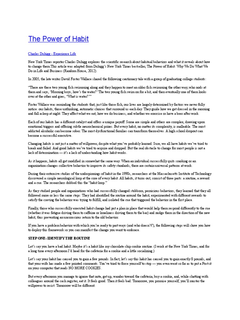 The Power of Habit | PDF | Habits | Psychological Concepts