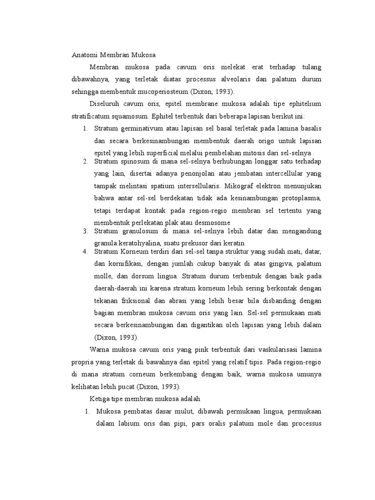 Anatomi Membran Mukosa | PDF