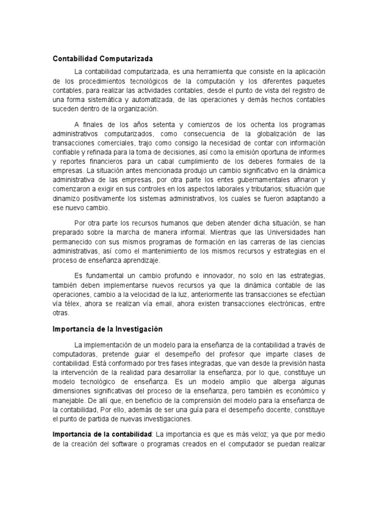 Introducción a la Contabilidad Computarizada | PDF | Contabilidad ...