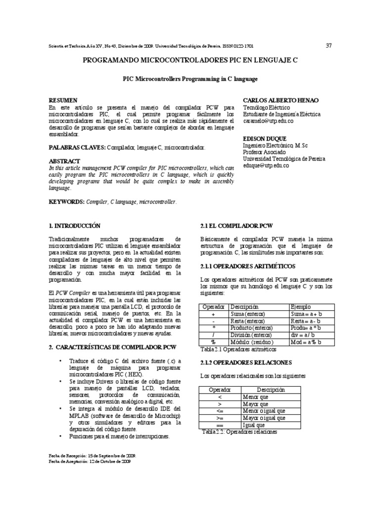 Programando microcontroladores PIC en lenguaje C con el compilador PCW ...