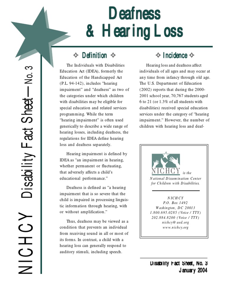 Deafness and Hearing Loss Fact Sheet | Download Free PDF | Hearing Loss ...