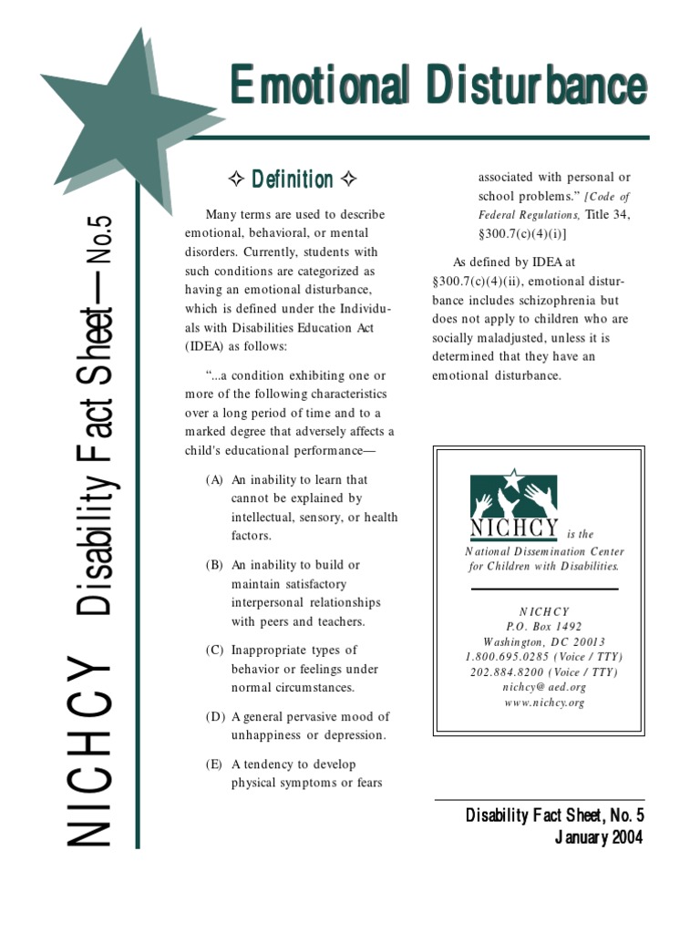 Emotional Disturbance Fact Sheet | Individualized Education Program ...