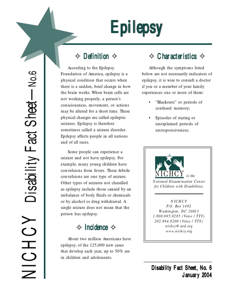 Epilepsy Fact Sheet Pdf Epilepsy Individualized Education Program