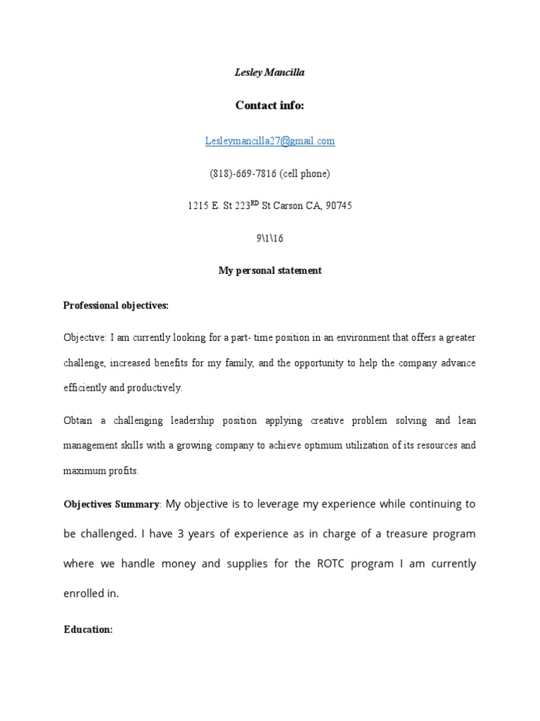 Job Interview Resume | PDF | United States Marine Corps | Reserve ...