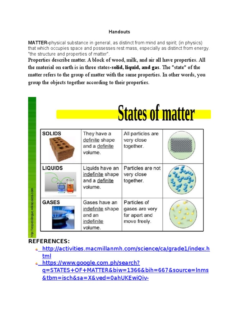 Matter (Handouts) | PDF