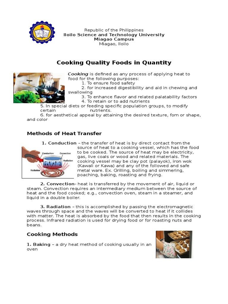 Cooking Quality Foods in Quantity: Methods of Heat Transfer | PDF