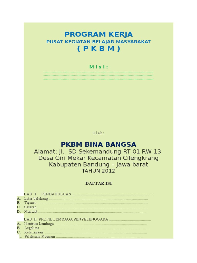 Contoh Program Kerja | PDF