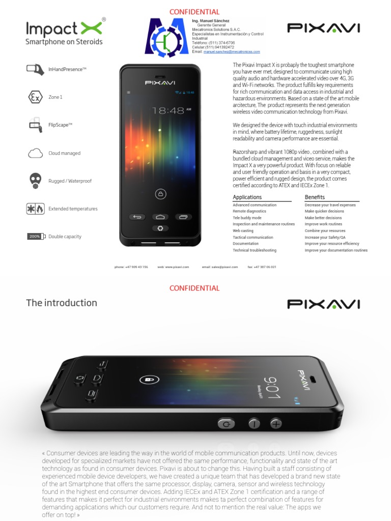 PIXAVI IMPACT X Intrinsically Safe Mobile Phone Datasheet Mecatronics ...