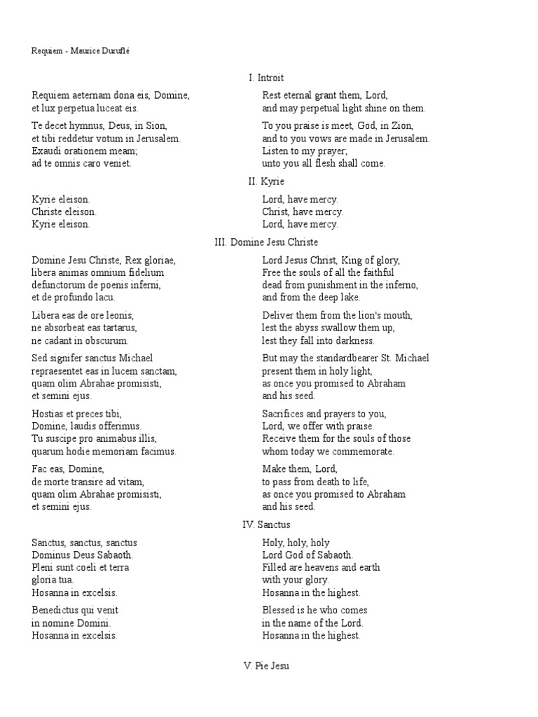 Durufle Requiem Text Translation | PDF | Christian Behaviour And ...