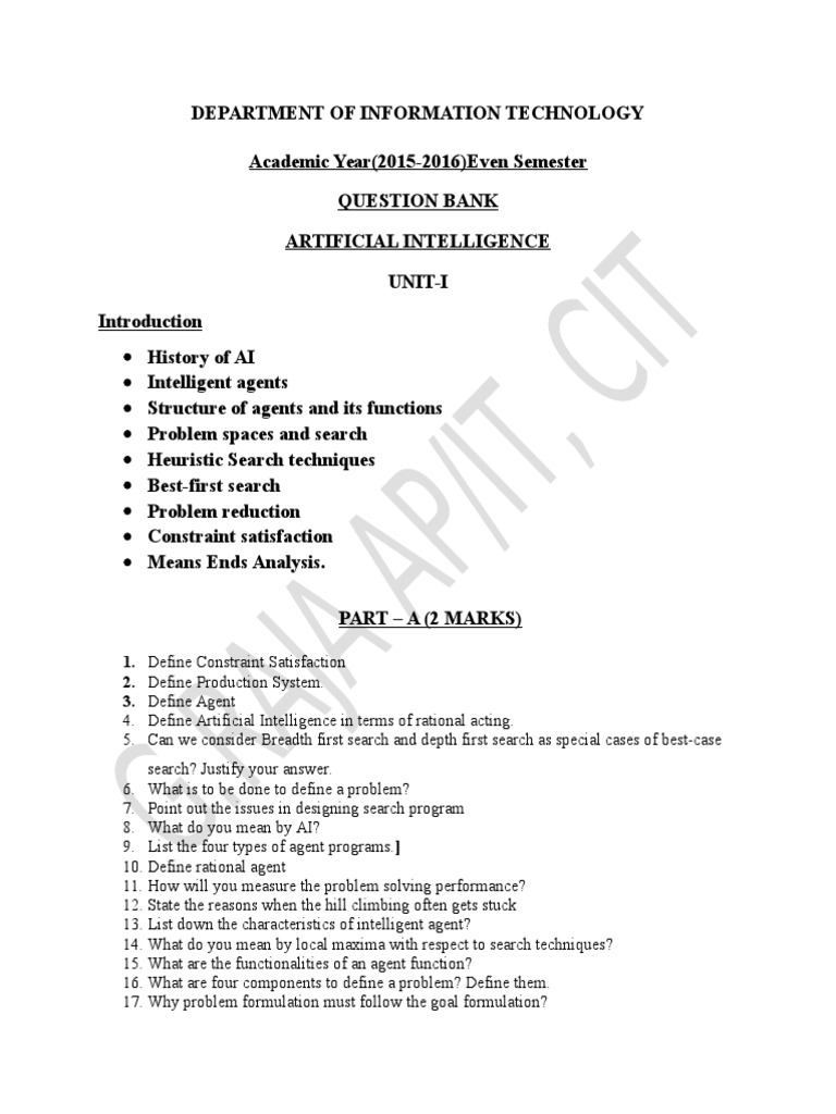 Ai QB | PDF | First Order Logic | Artificial Intelligence