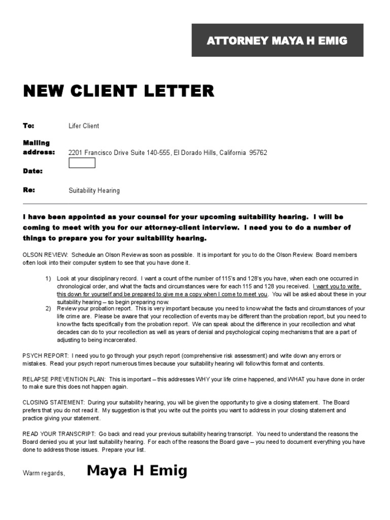 Initial Letter To Client | PDF | Violence