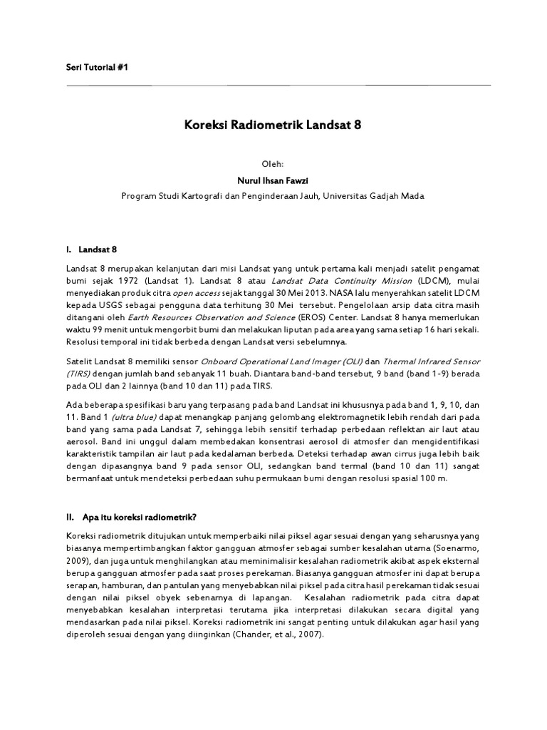 Koreksi Radiometrik Landsat 8 | PDF