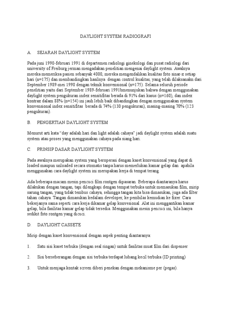 Daylight System Radiografi | PDF