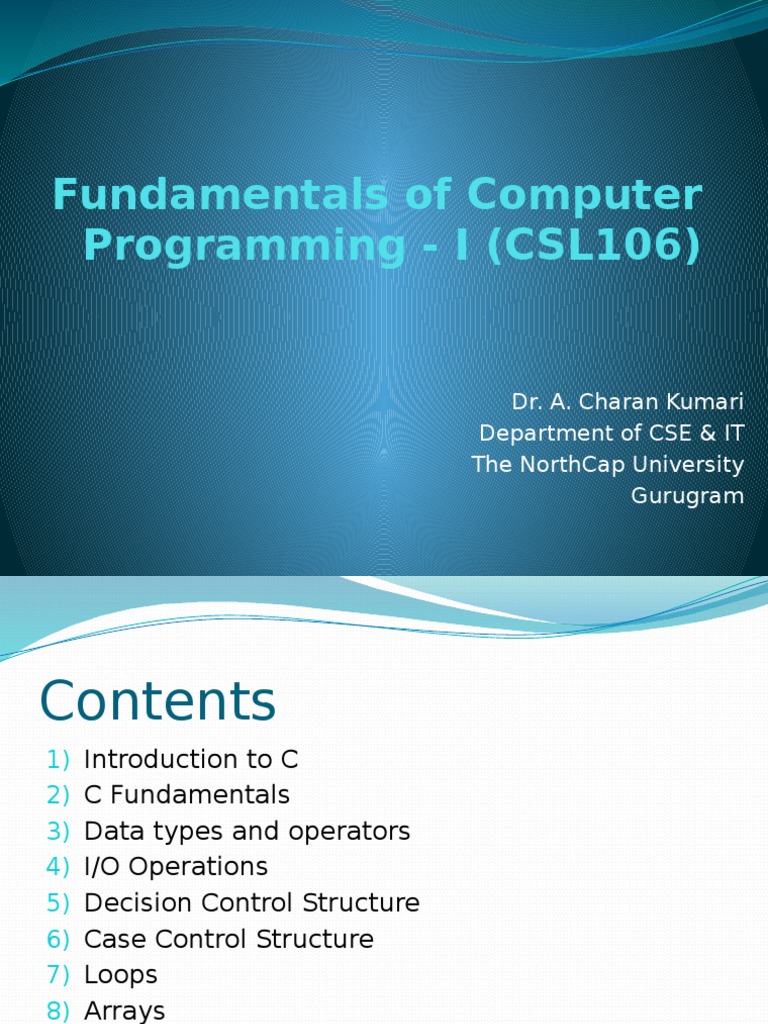 Fundamentals of Computer Programming - Dr. A. Charan Kumari | PDF ...