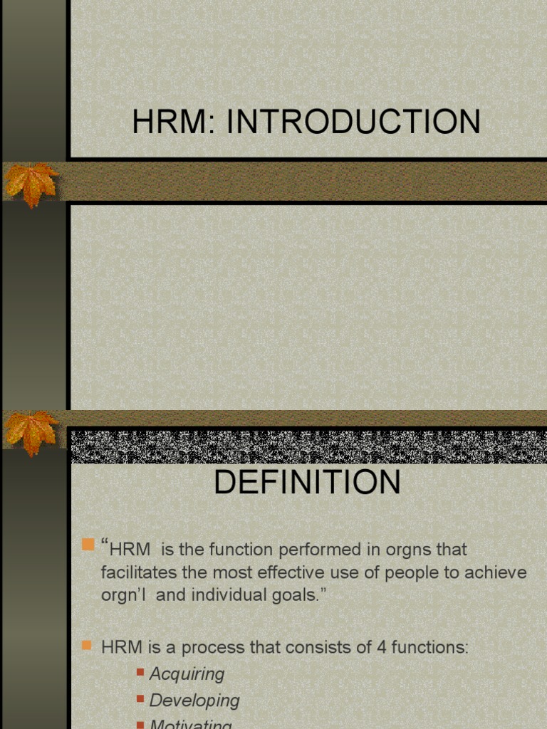 HRM: Introduction | PDF | Human Resource Management | Employment