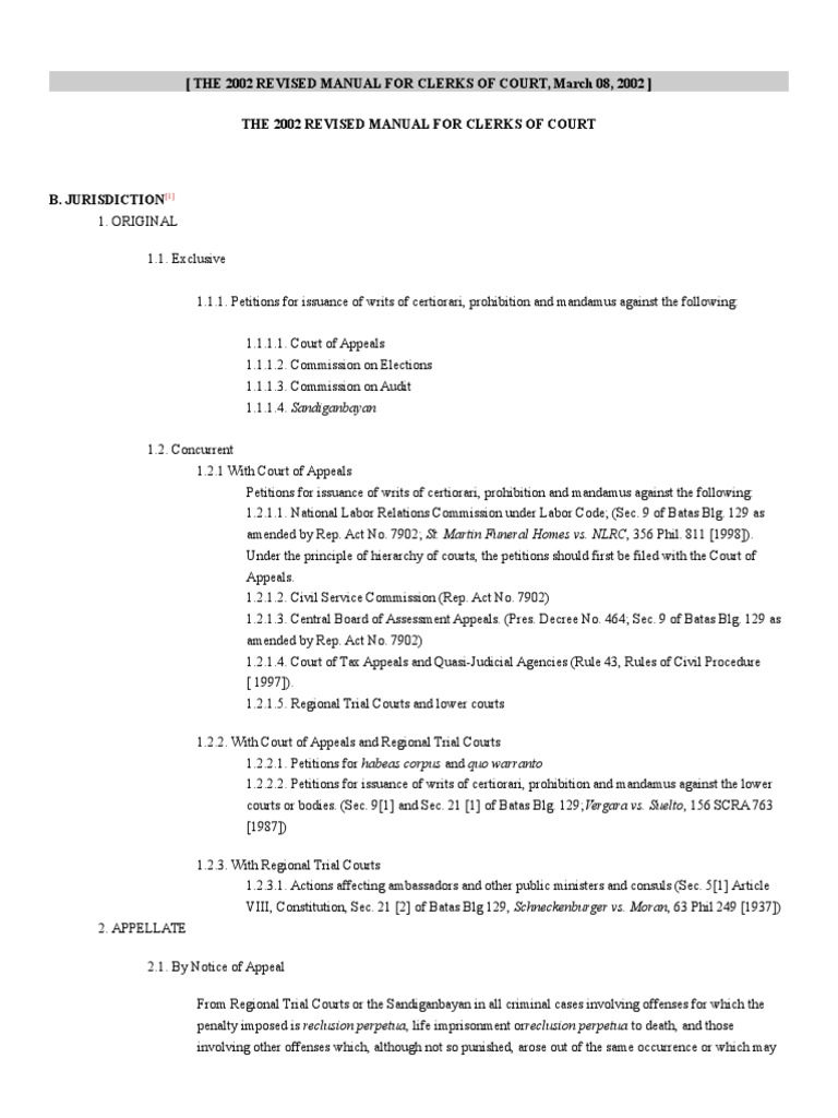 2002 Revised Manual for Clerks of Court | PDF | Law Clerk | Supreme Courts