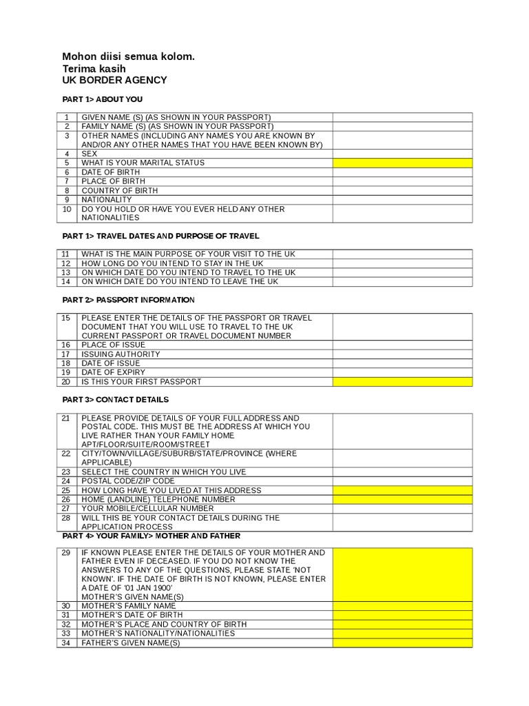 UK Visa Application Form Details | PDF | Travel Visa | Passport