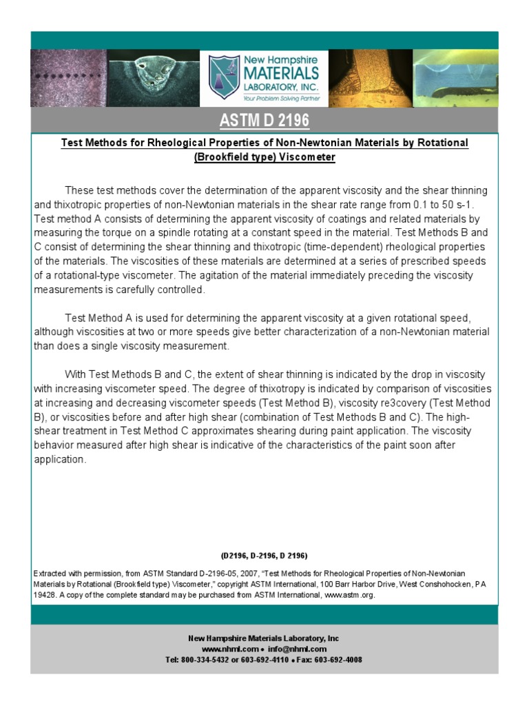 Mechanical ASTM D2196 | PDF | Viscosity | Fluid Mechanics