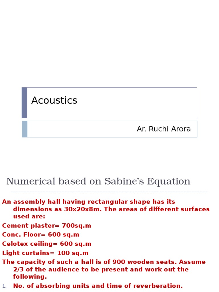 Sabine Formula Numerical | PDF