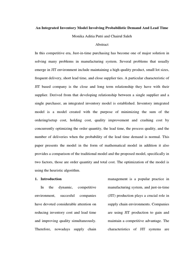 Writing Sample | PDF | Mathematical Optimization | Inventory